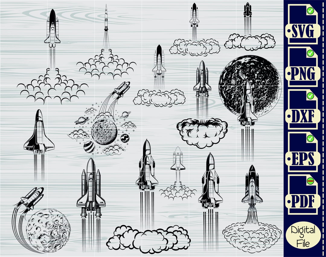 Rocketship SVG, Spacecraft SVG Bundle, Space Svg, Clipart, Cut Files ...