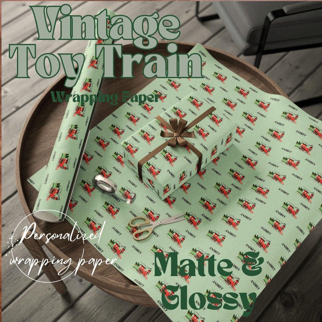 Vintage Toy Train Wrapping Paper Boy Wrapping Paper for Christmas or ...