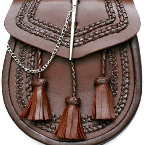 Premium Handmade Black Leather Scottish Kilt DAY SPORRAN & | Etsy