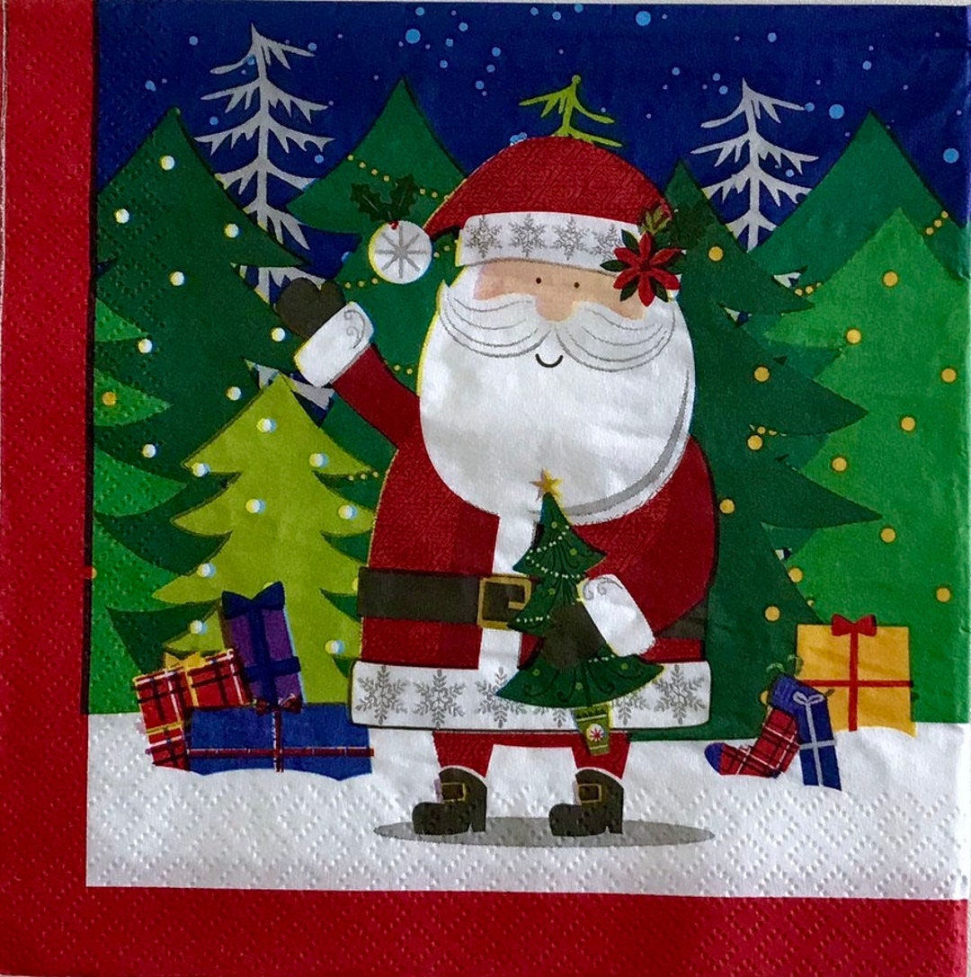 Santa Luncheon Napkin - Etsy