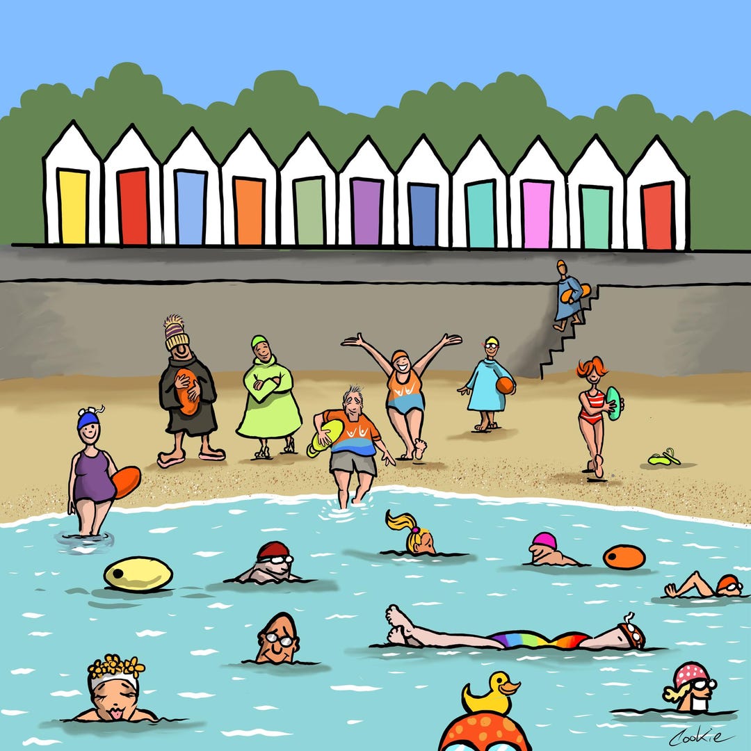 Beach Huts Wild Swimming Fridge Magnet From Kimmer at Baaad Flockers ...