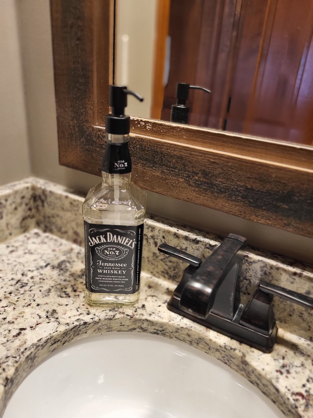 Jack Daniel's Whiskey Bottle Soap Dispenser, Glass Liquor Bottle Soap ...