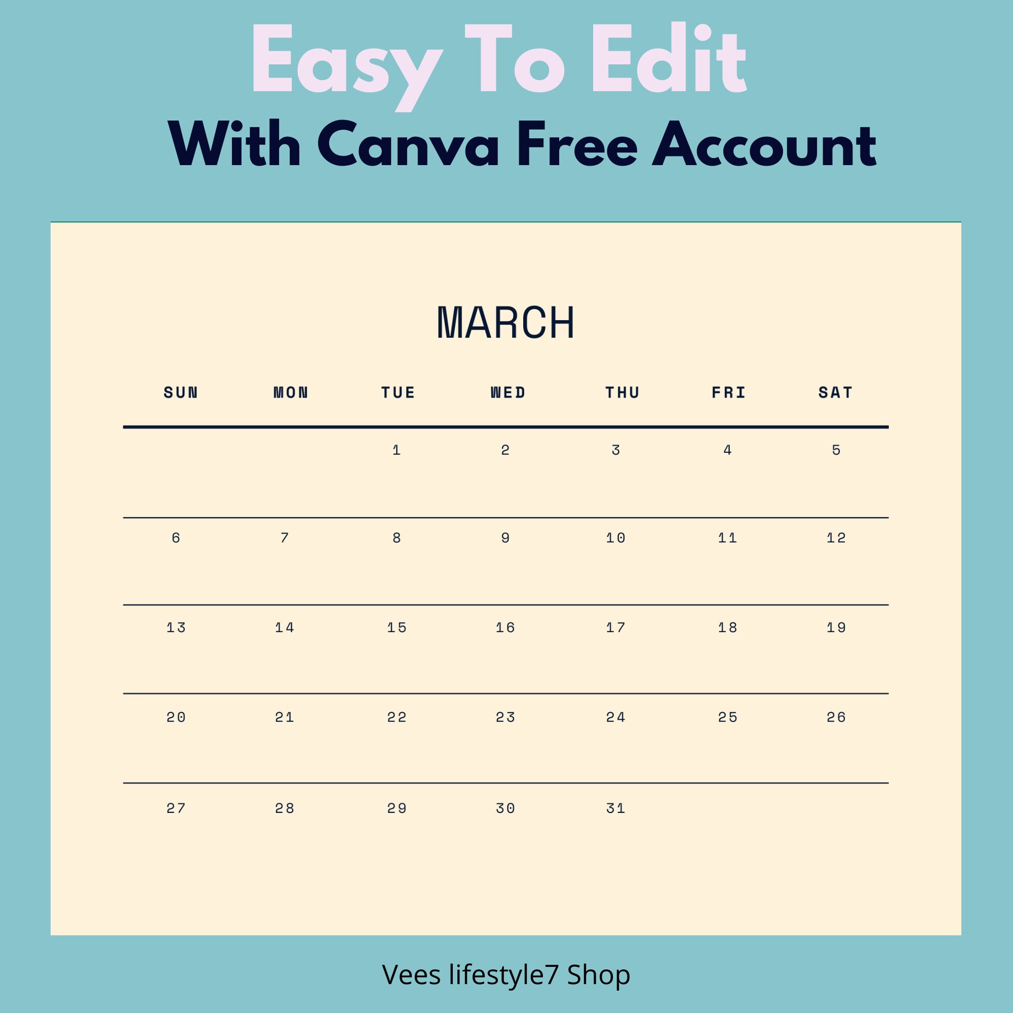 Photo Calendar 2022|calendar Photo Template|editable in Canva ...