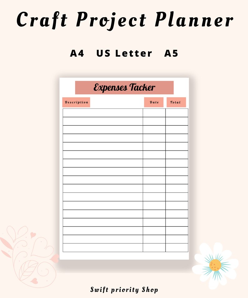 Project Planner, Craft Planner, Project Tracker, DIY Crafters, Project ...