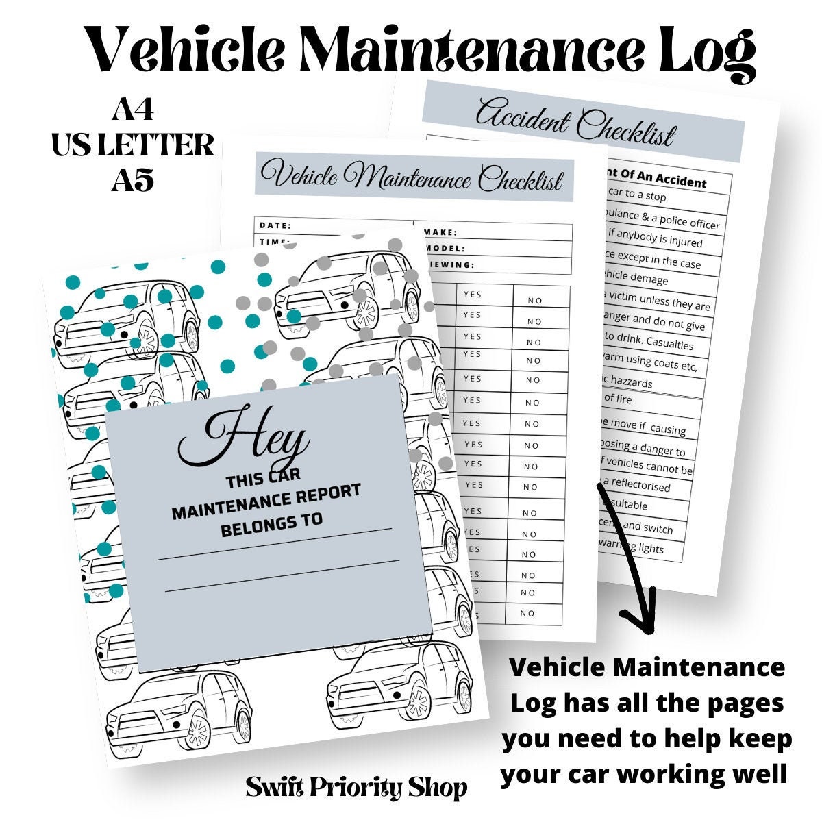 Calendars & Planners Paper & Party Supplies Paper Vehicle Maintenance ...