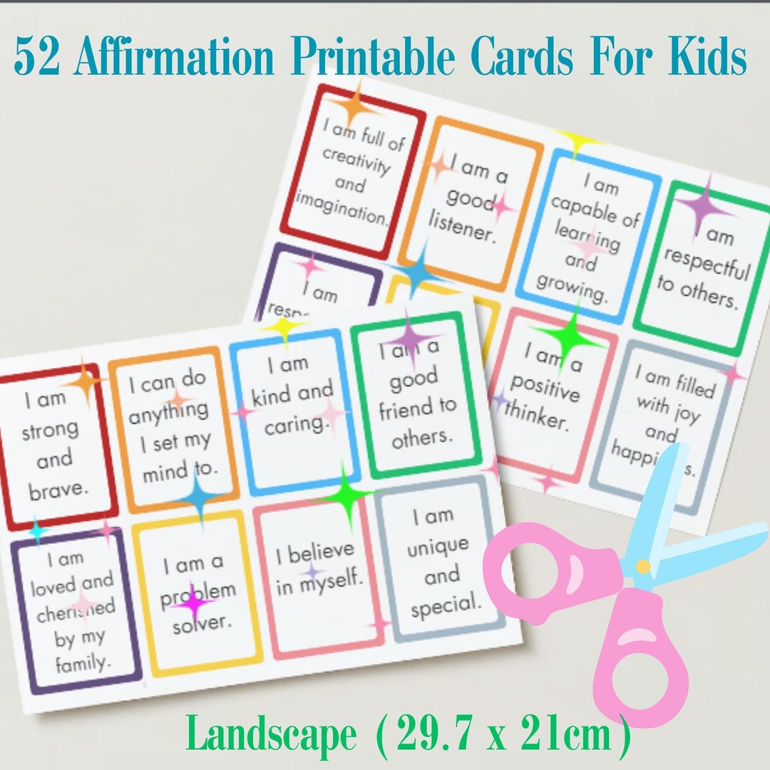 50 Kids Affirmation Printable Cards| Growth Mindset for Kids| Child ...