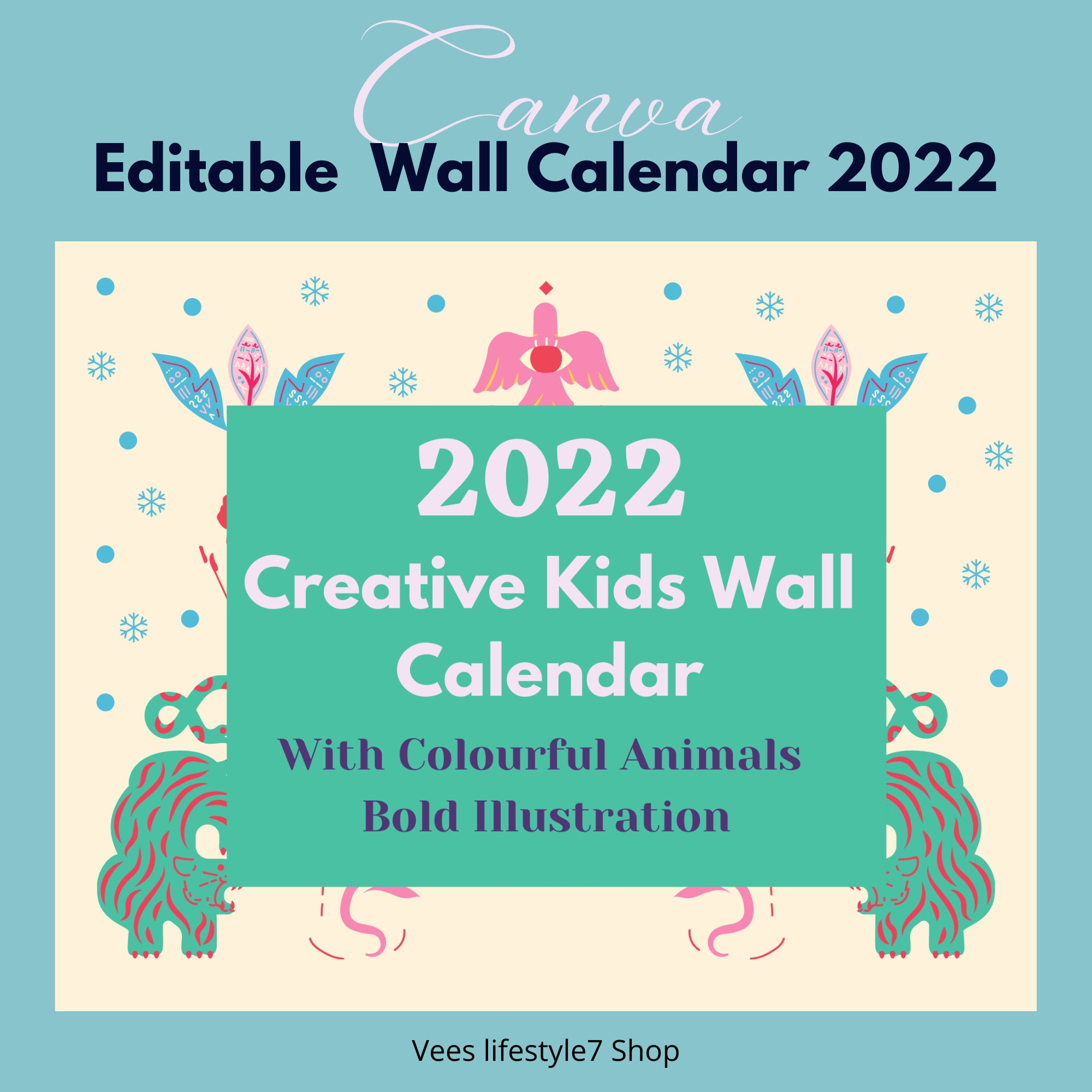 Photo Calendar 2022|calendar Photo Template|editable in Canva ...