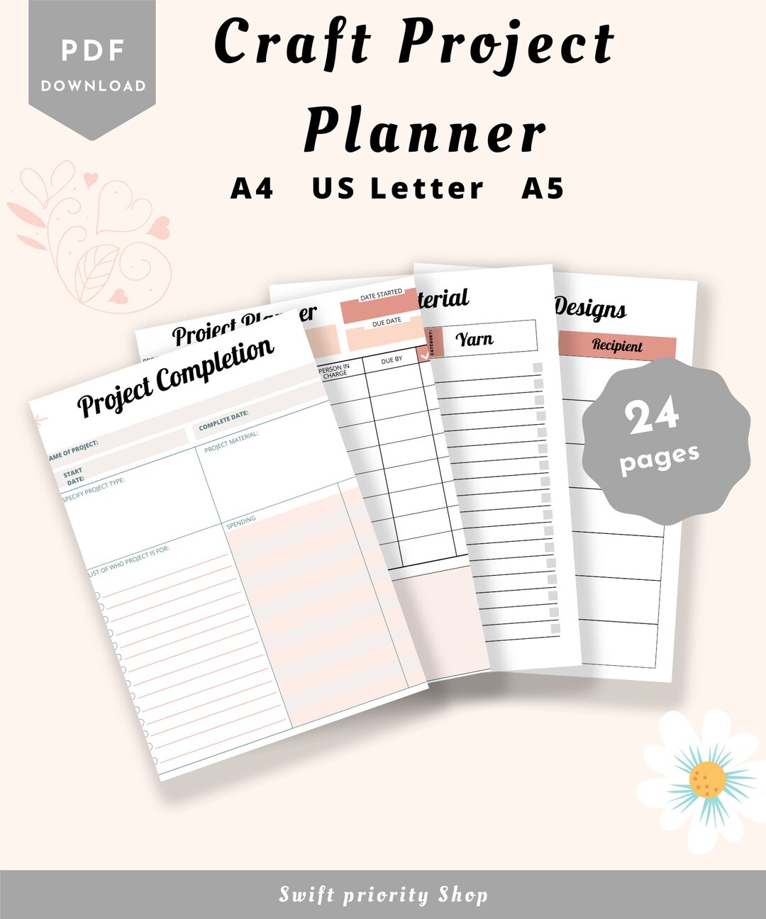 Project Planner, Craft Planner, Project Tracker, DIY Crafters, Project ...
