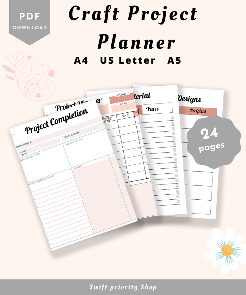 Project Planner, Craft Planner, Project Tracker, DIY Crafters, Project ...