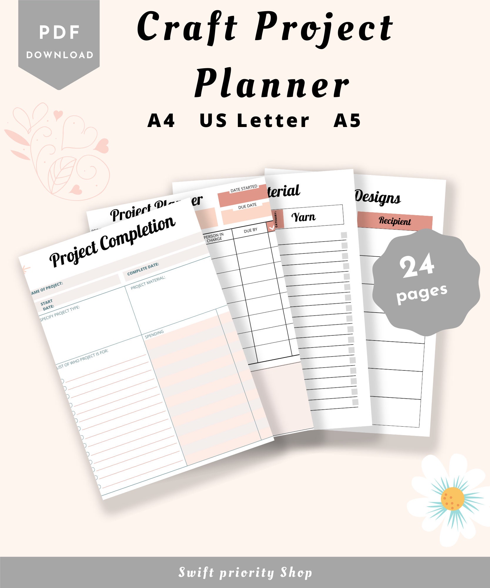 Project Planner, Craft Planner, Project Tracker, DIY Crafters, Project ...