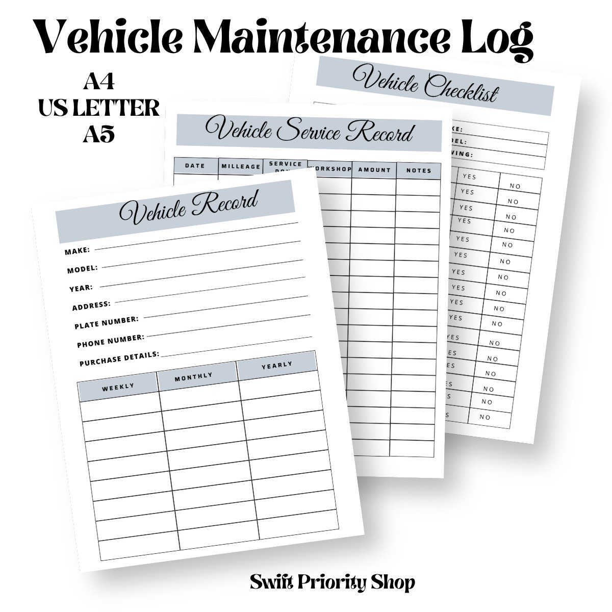 Auto Maintenance Log, Vehicle Maintenance Log, Car Maintenance ...