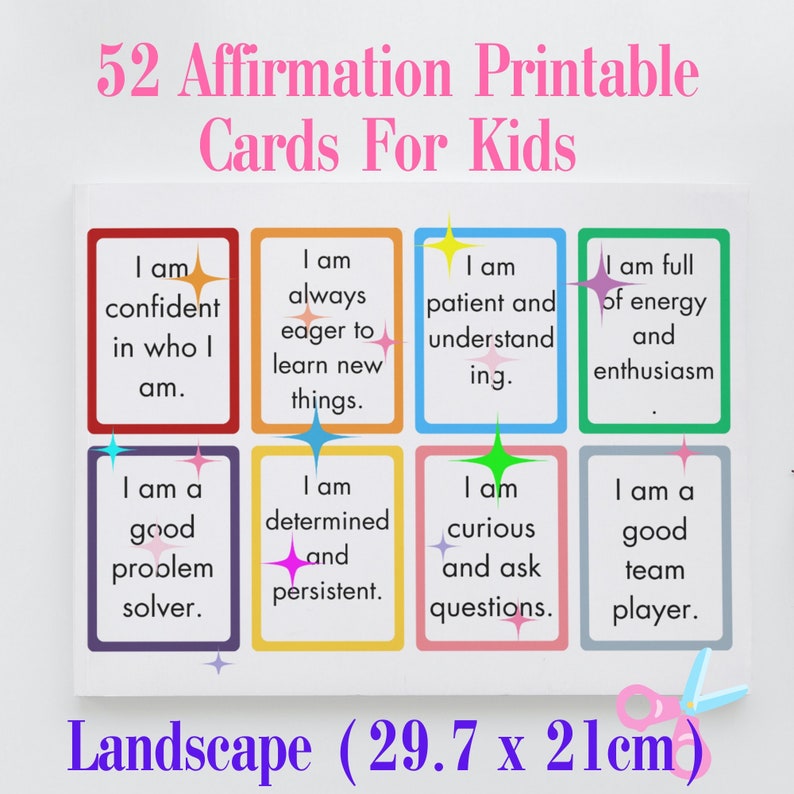 50 Kids Affirmation Printable Cards| Growth Mindset for Kids| Child ...