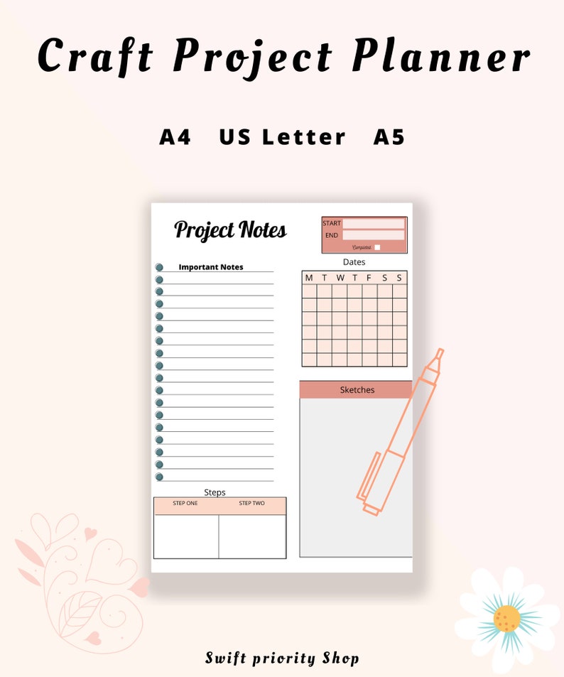 Project Planner, Craft Planner, Project Tracker, DIY Crafters, Project ...