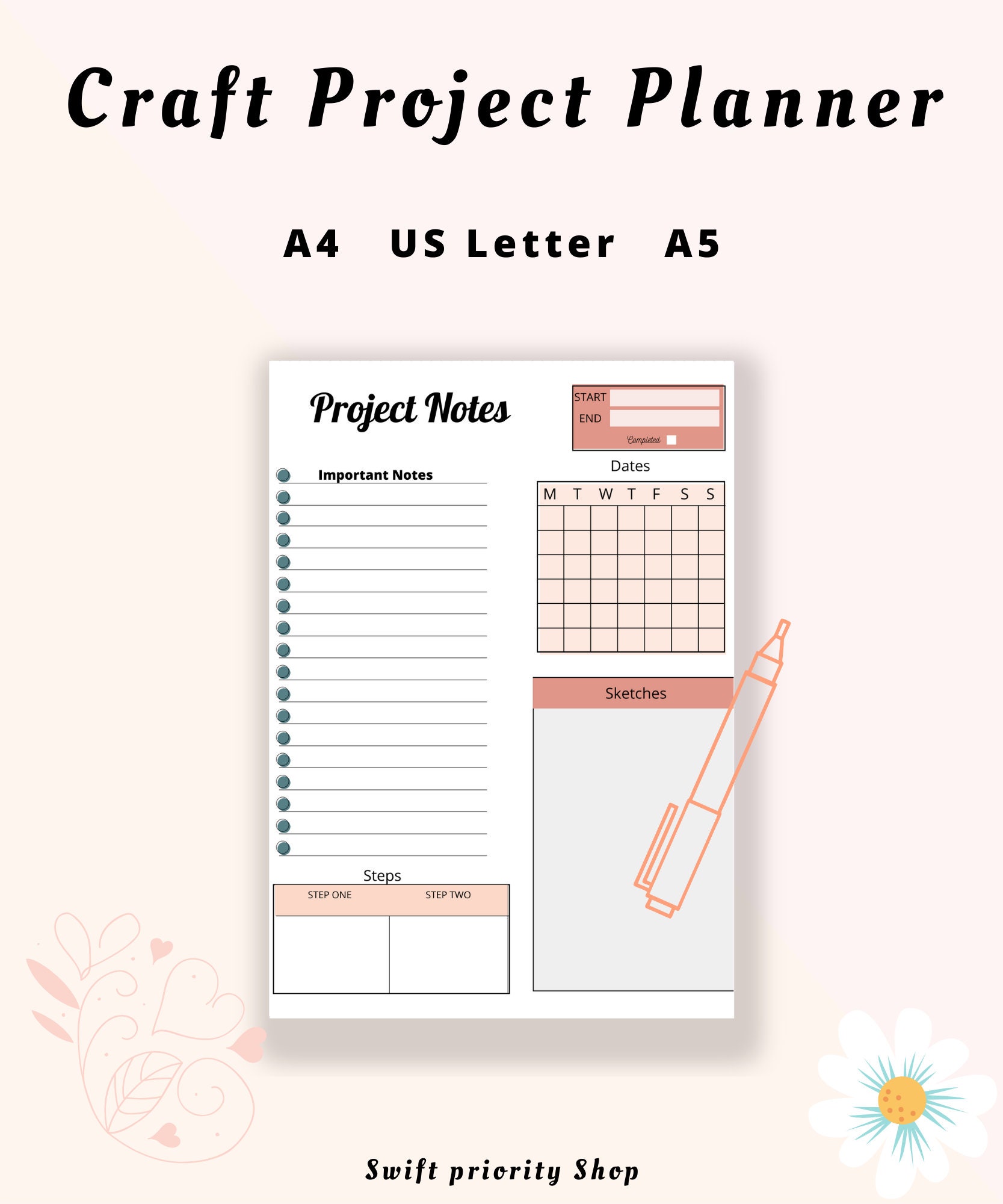 Project Planner, Craft Planner, Project Tracker, DIY Crafters, Project ...