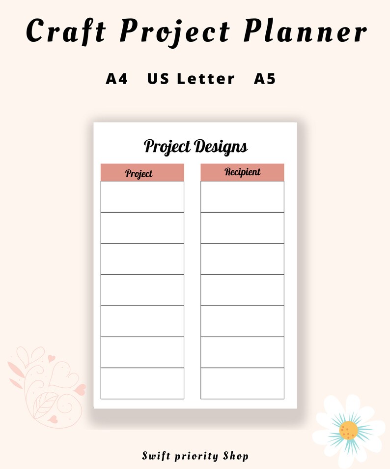 Project Planner, Craft Planner, Project Tracker, DIY Crafters, Project ...