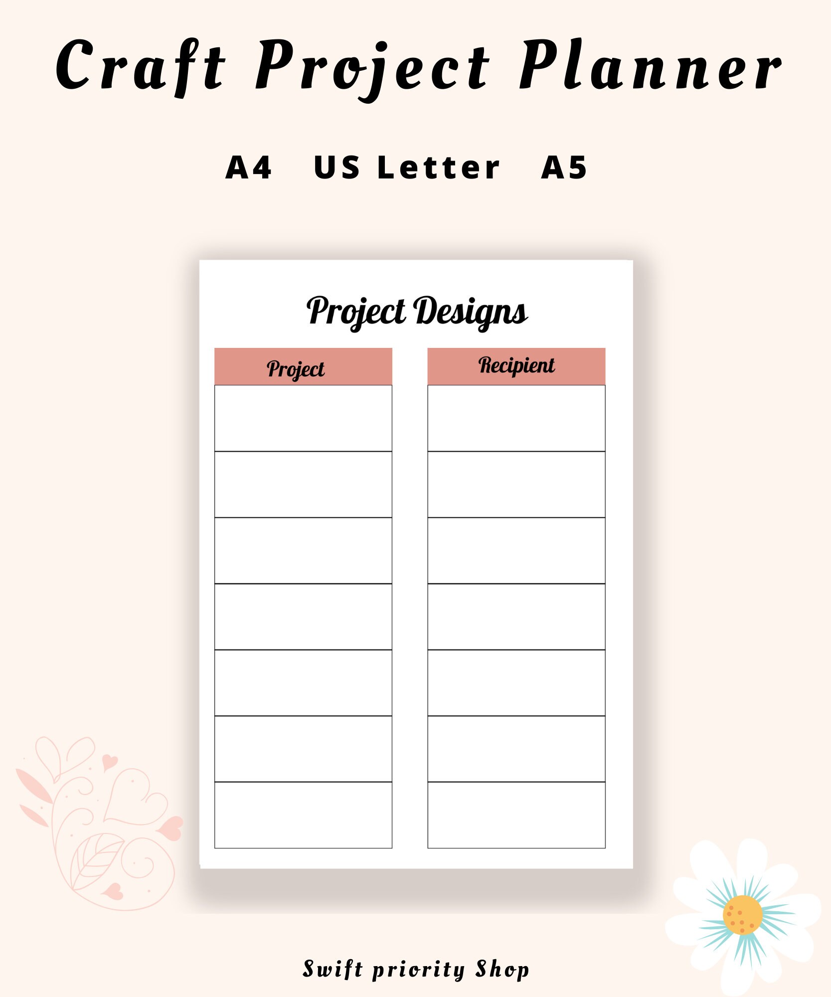 Project Planner, Craft Planner, Project Tracker, DIY Crafters, Project ...