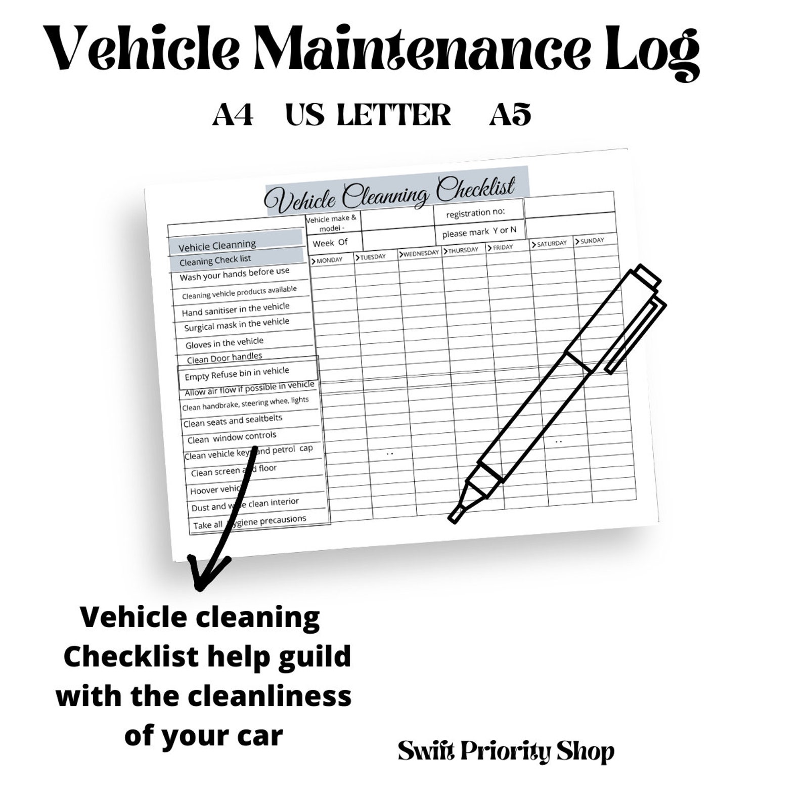 Auto Maintenance Log Vehicle Maintenance Log Car Maintenance Etsy
