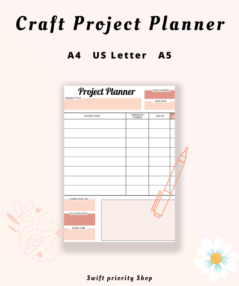 Project Planner, Craft Planner, Project Tracker, DIY Crafters, Project ...
