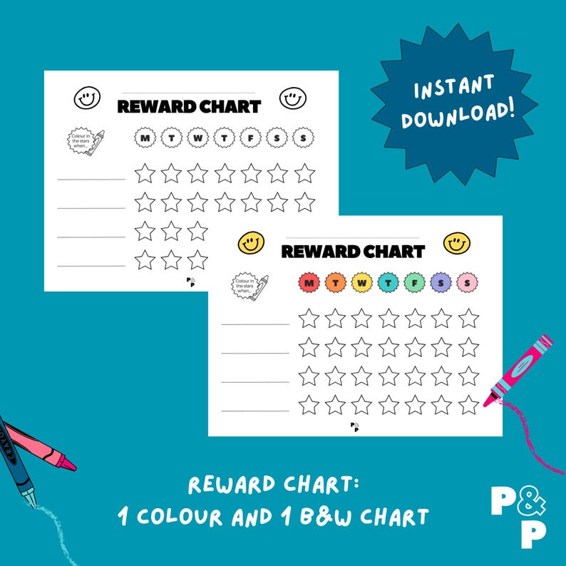 Printable Kids Reward Chart Bundle: Potty Training, Chores & Behavior ...