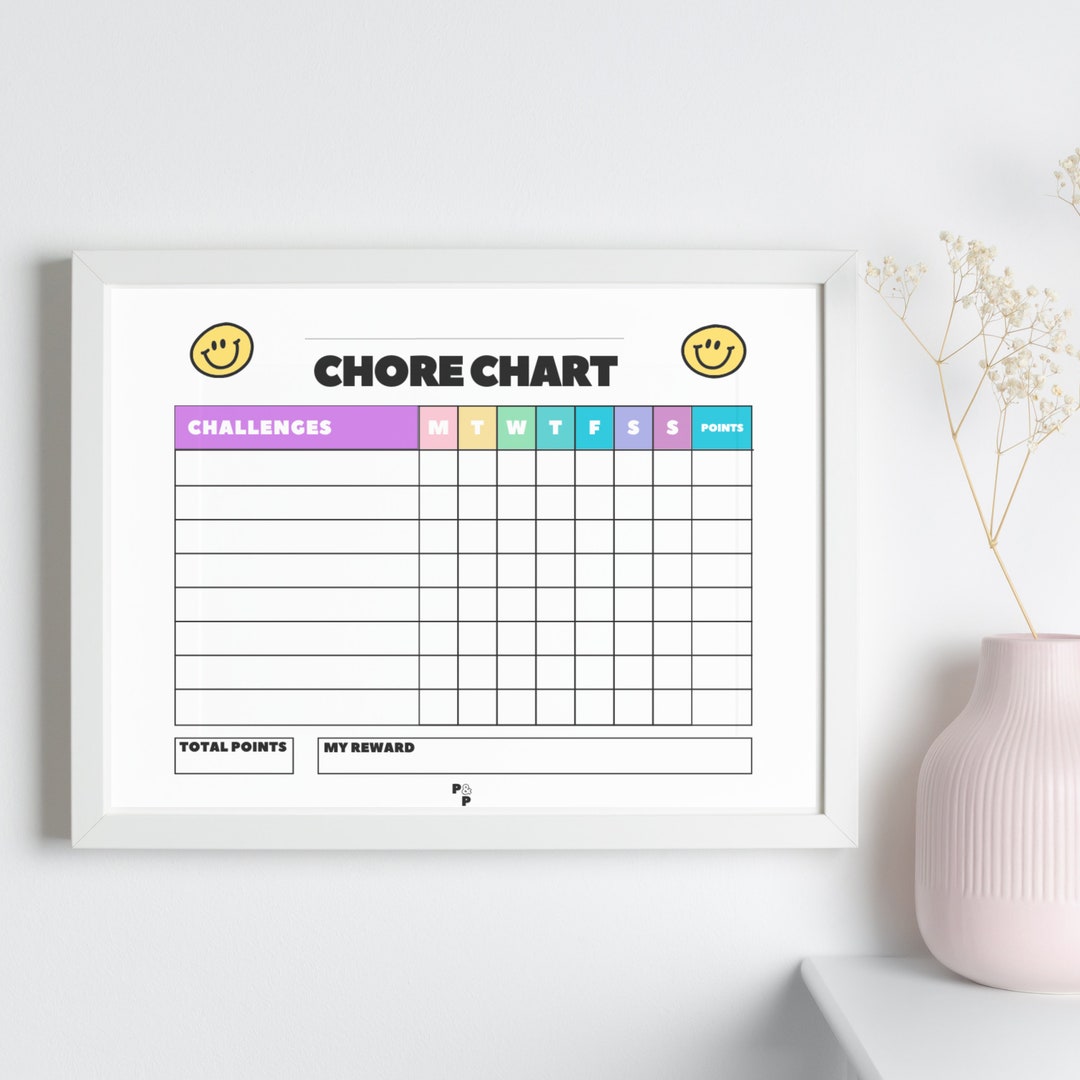 Kids Chore Chart Digital Printable Download A4 - Etsy