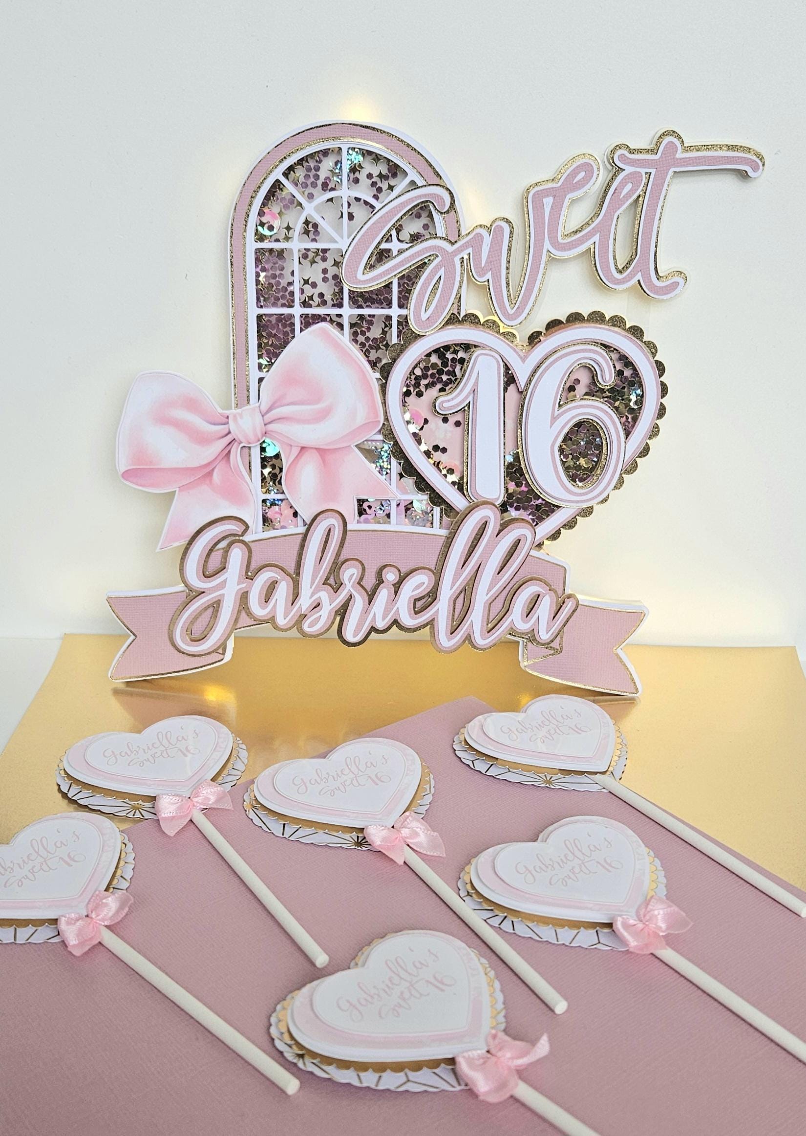 Sweet Sixteen Coquette Bundle | Sweet Sixteen Cake Topper Shaker ...