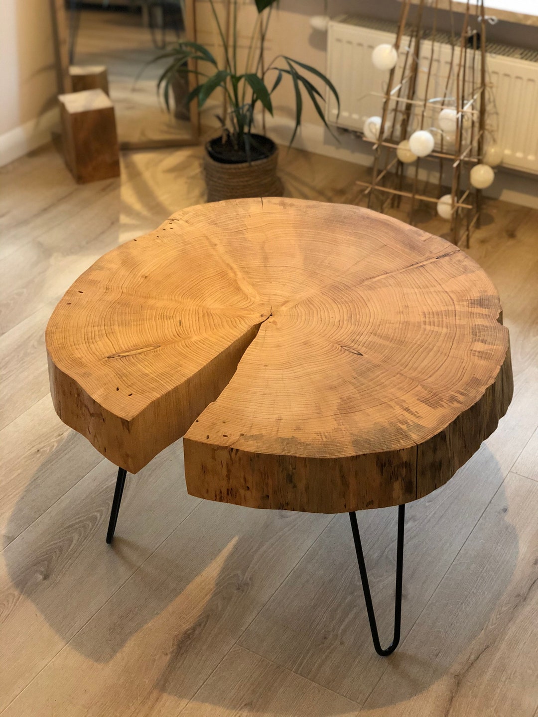 Table PLASTER SPRUCE Round Spruce Slice Table - Etsy