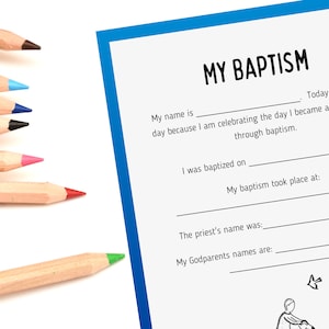Catholic Baptism Worksheet - Etsy