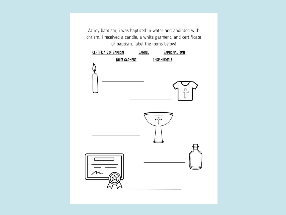 Catholic Baptism Worksheet - Etsy