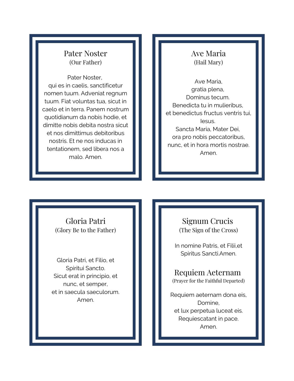 Prayer Cards in Latin Available in Instant Download - Etsy