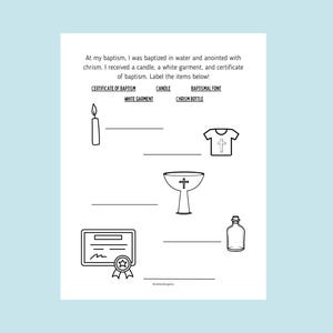Catholic Baptism Worksheet - Etsy