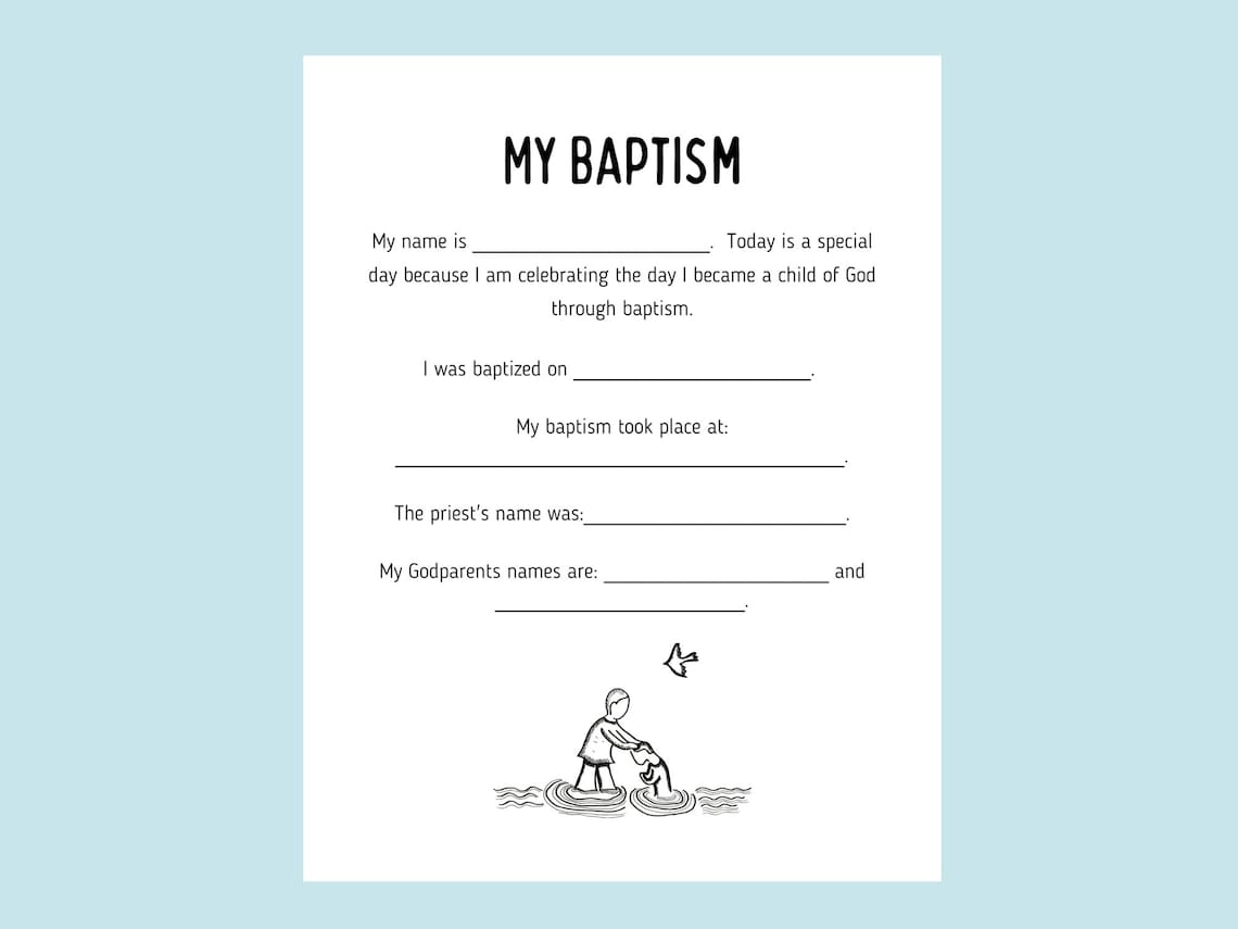 Catholic Baptism Worksheet - Etsy