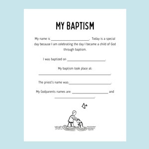 Catholic Baptism Worksheet - Etsy