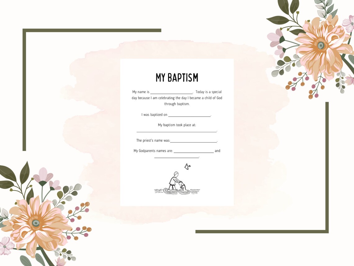 Catholic Baptism Worksheet - Etsy