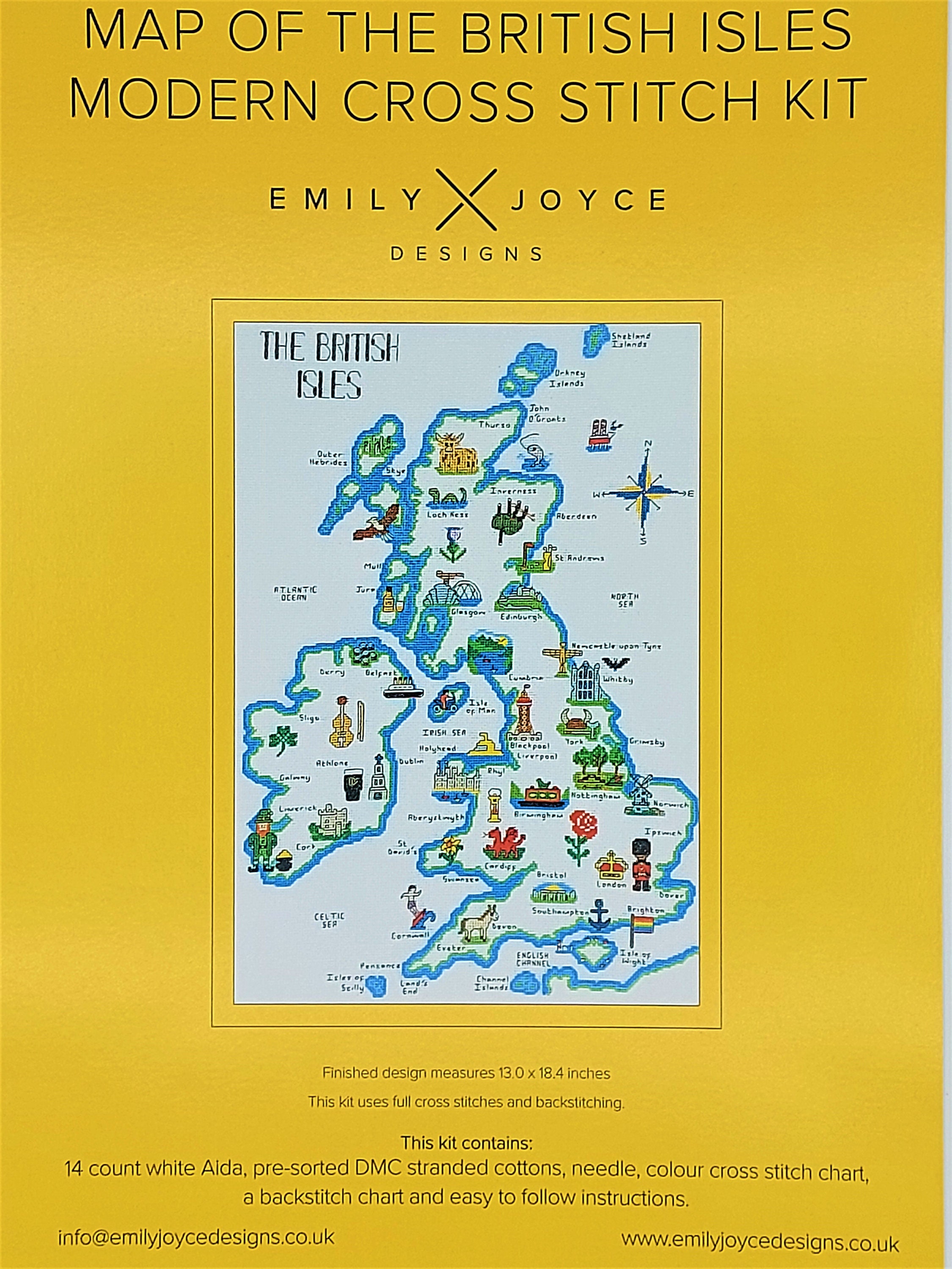 Map of the British Isles Modern Cross Stitch Kit UK Map - Etsy