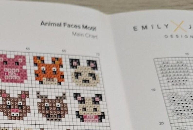 Animal Faces Tiny Cross Stitch Motifs Chart PDF, Cross Stitch Pattern ...