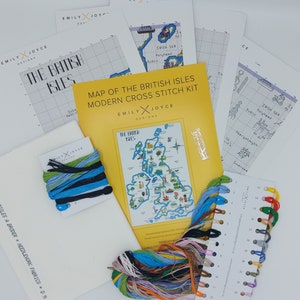 Map of the British Isles Modern Cross Stitch Kit, UK Map, Cross Stitch ...