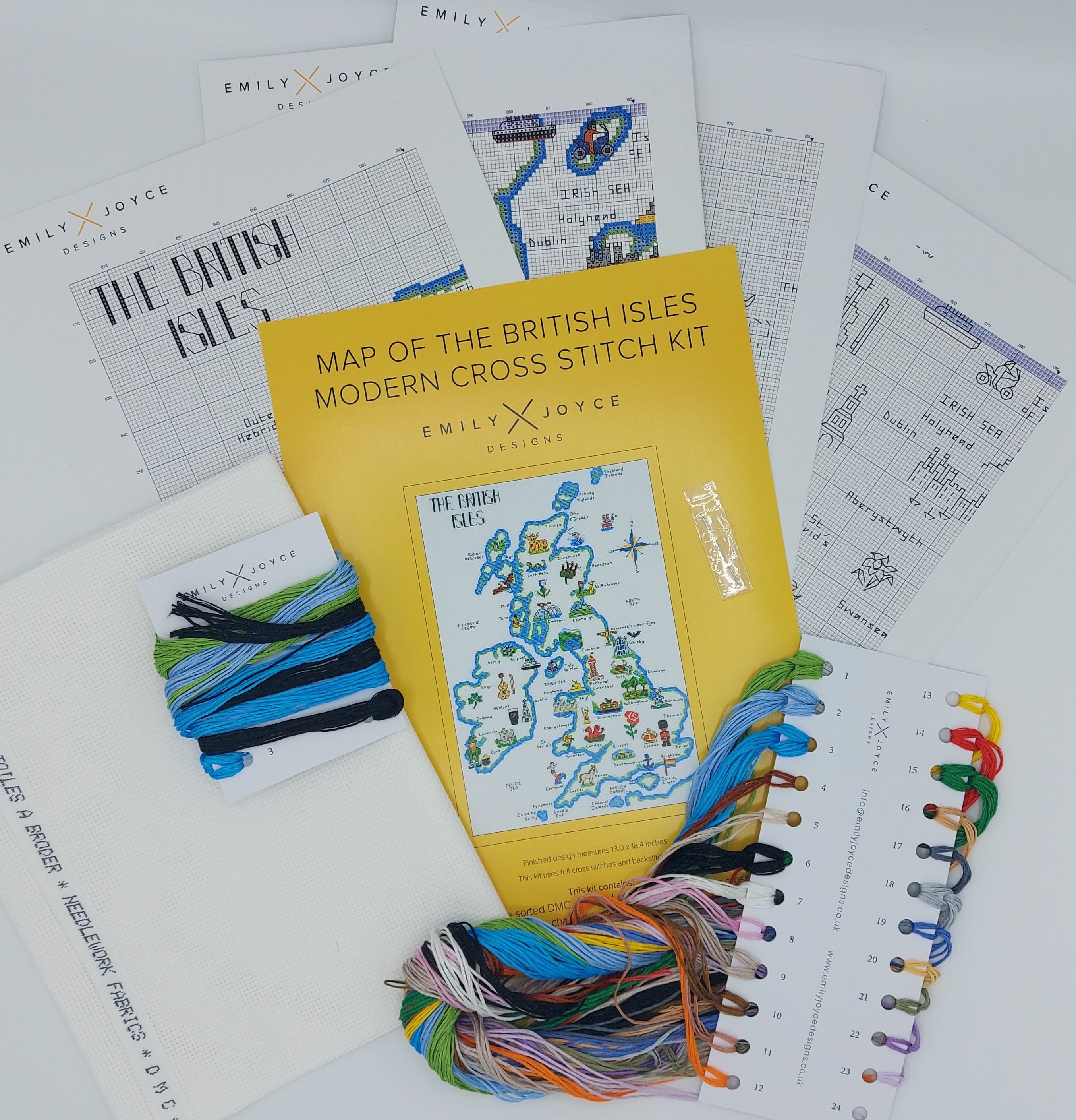 Map of the British Isles Modern Cross Stitch Kit, UK Map, Cross Stitch ...