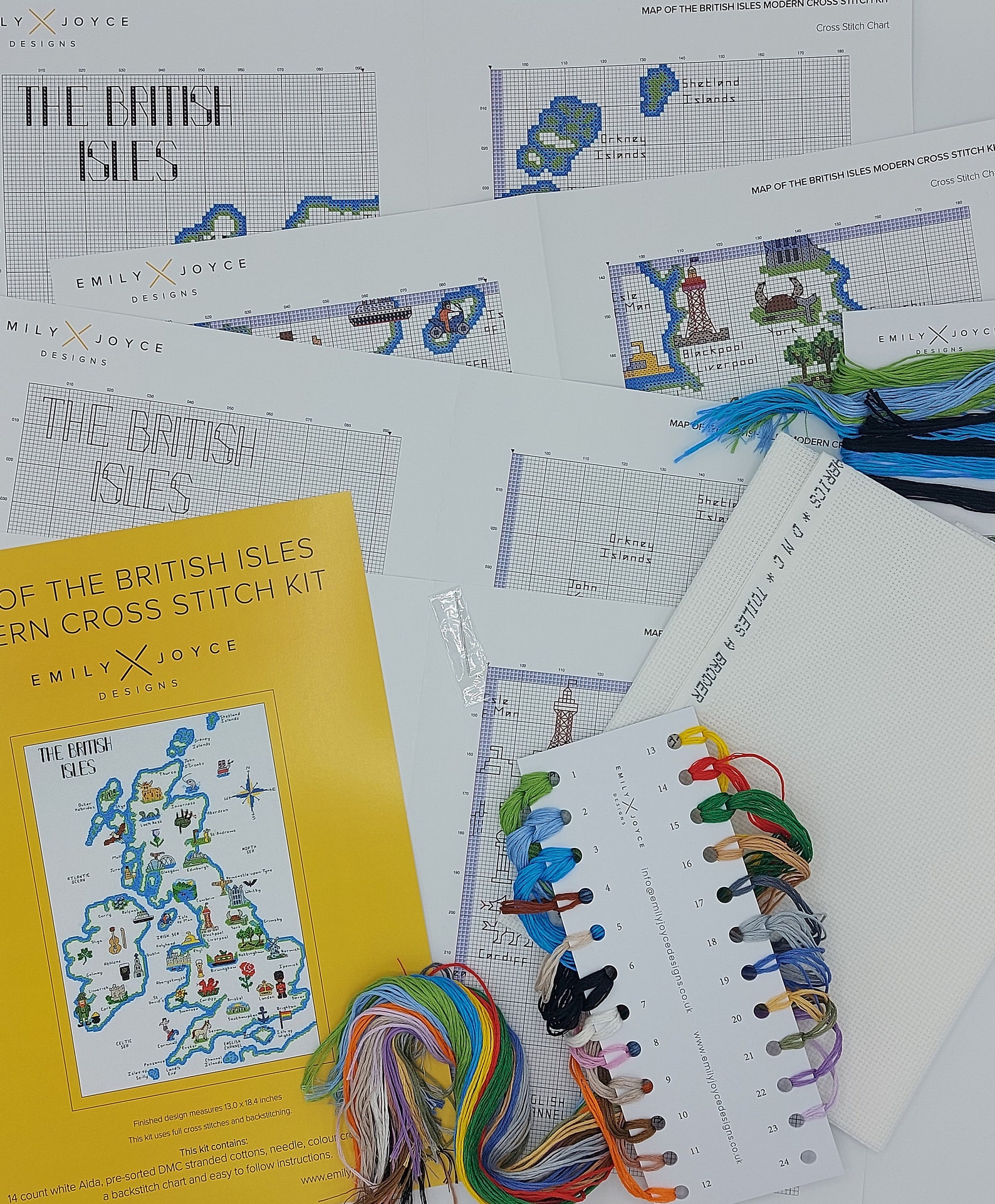 Map of the British Isles Modern Cross Stitch Kit, UK Map, Cross Stitch ...