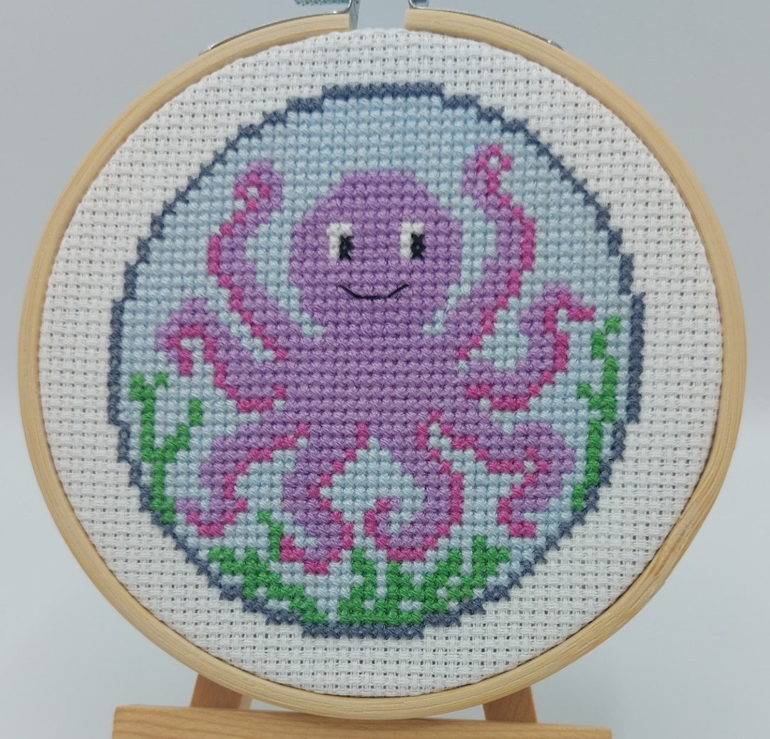Octopus Cross Stitch Kit, Beginners Cross Stitch, Seaside Cross Stitch ...