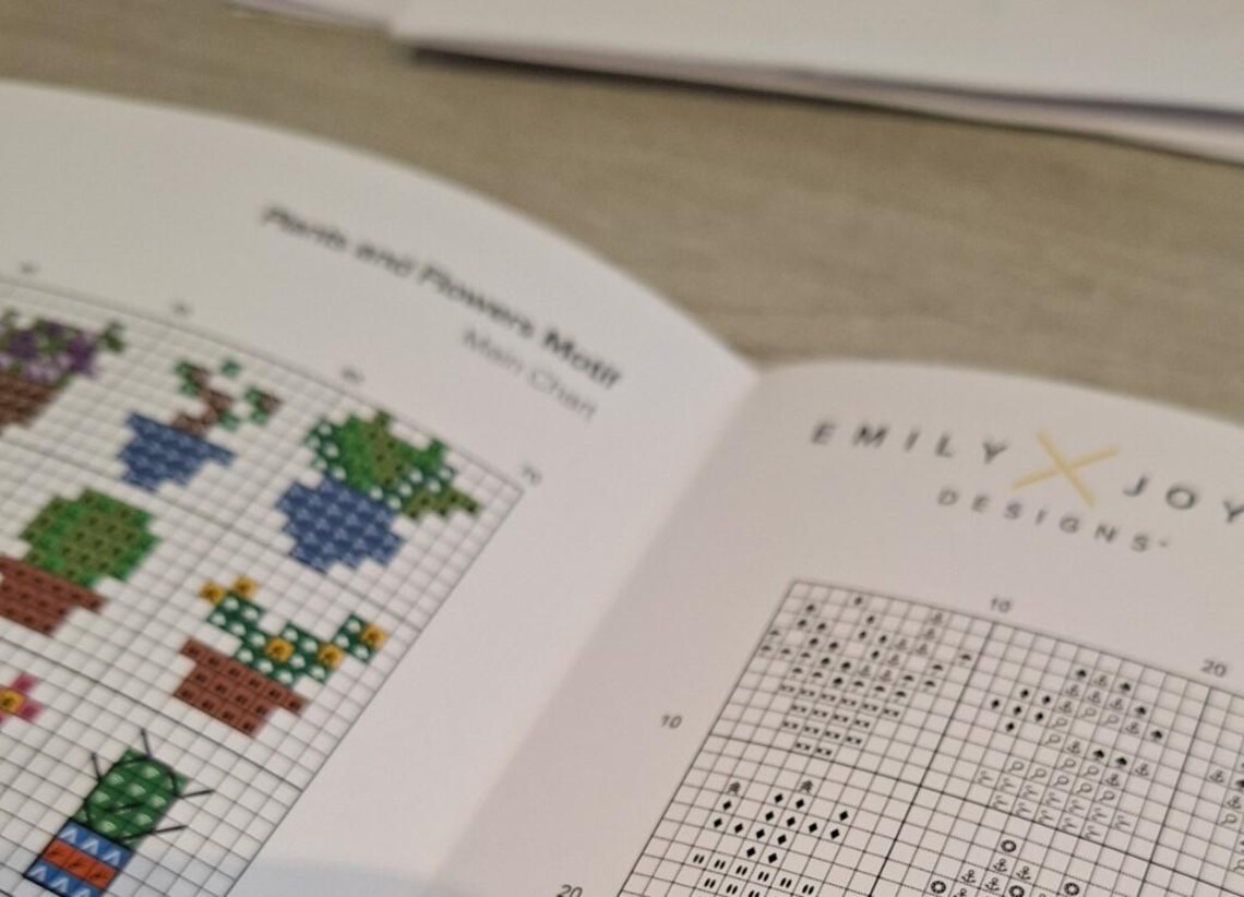 Plants and Flowers Tiny Cross Stitch Motif Chart, Cross Stitch Pattern ...