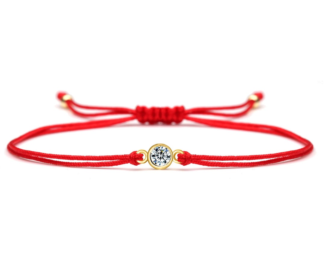 CZ Stones Clear Stone Red String Protection Bracelet - Etsy