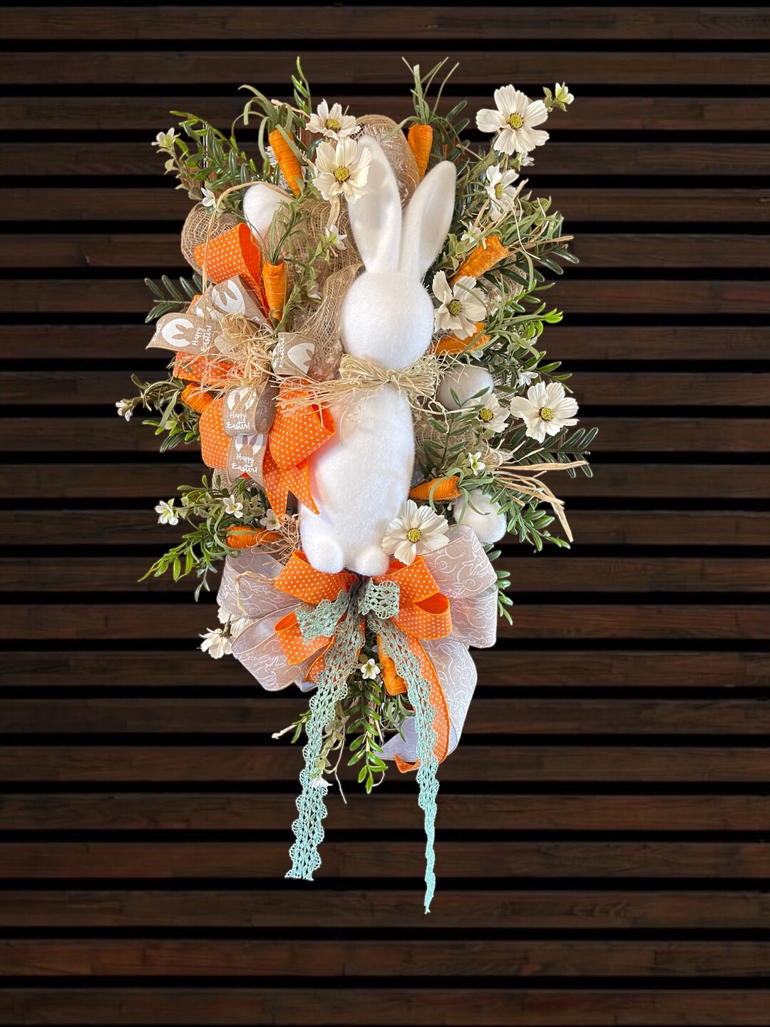 Flocked Bunny Swag Easter Wreath - Etsy
