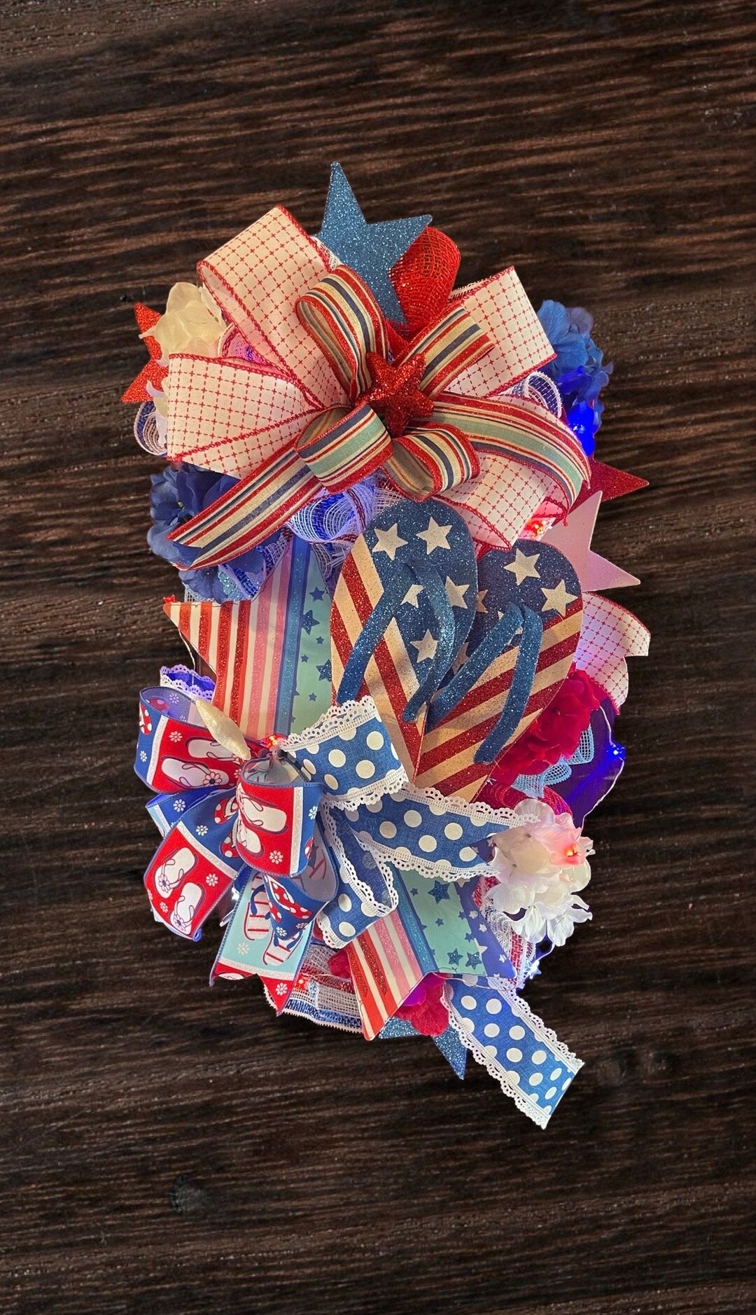 Stars and Flip Flops Patriotic Summer Wreath With Lights - Etsy