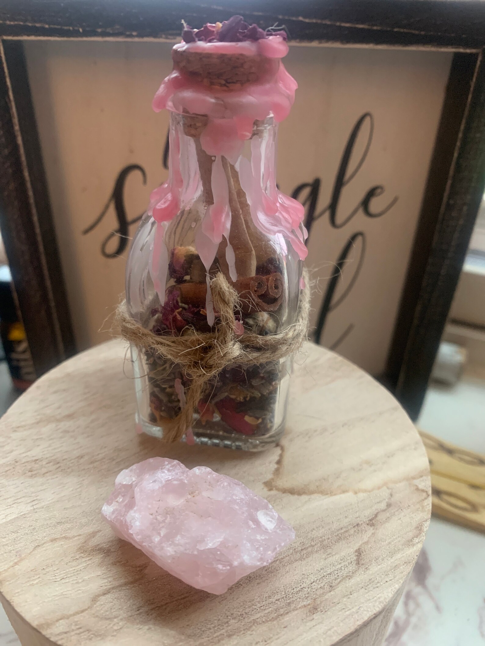Love Spell Jar With Rose Quartz & Candle Custom Available - Etsy