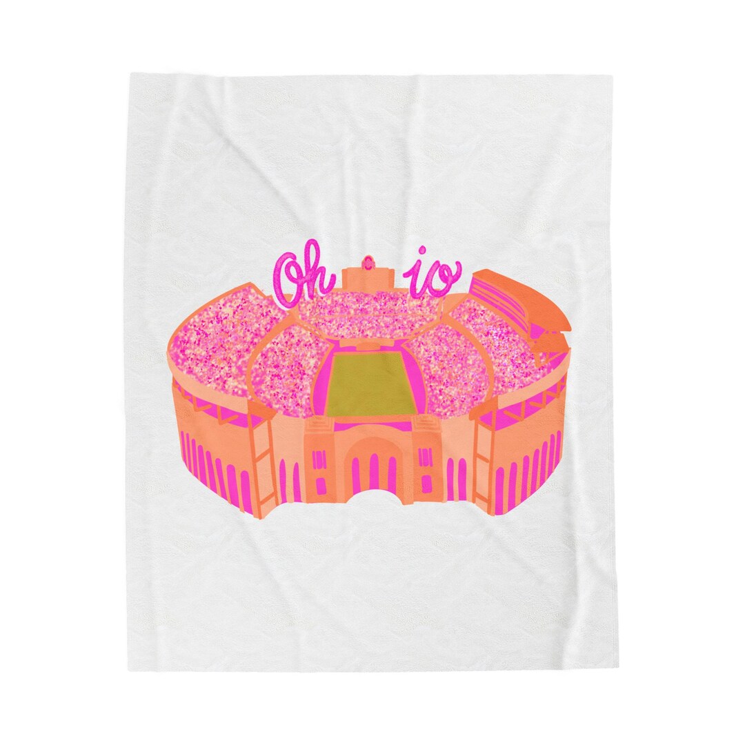 Preppy Pink Orange Ohio State University Football Velveteen Plush ...