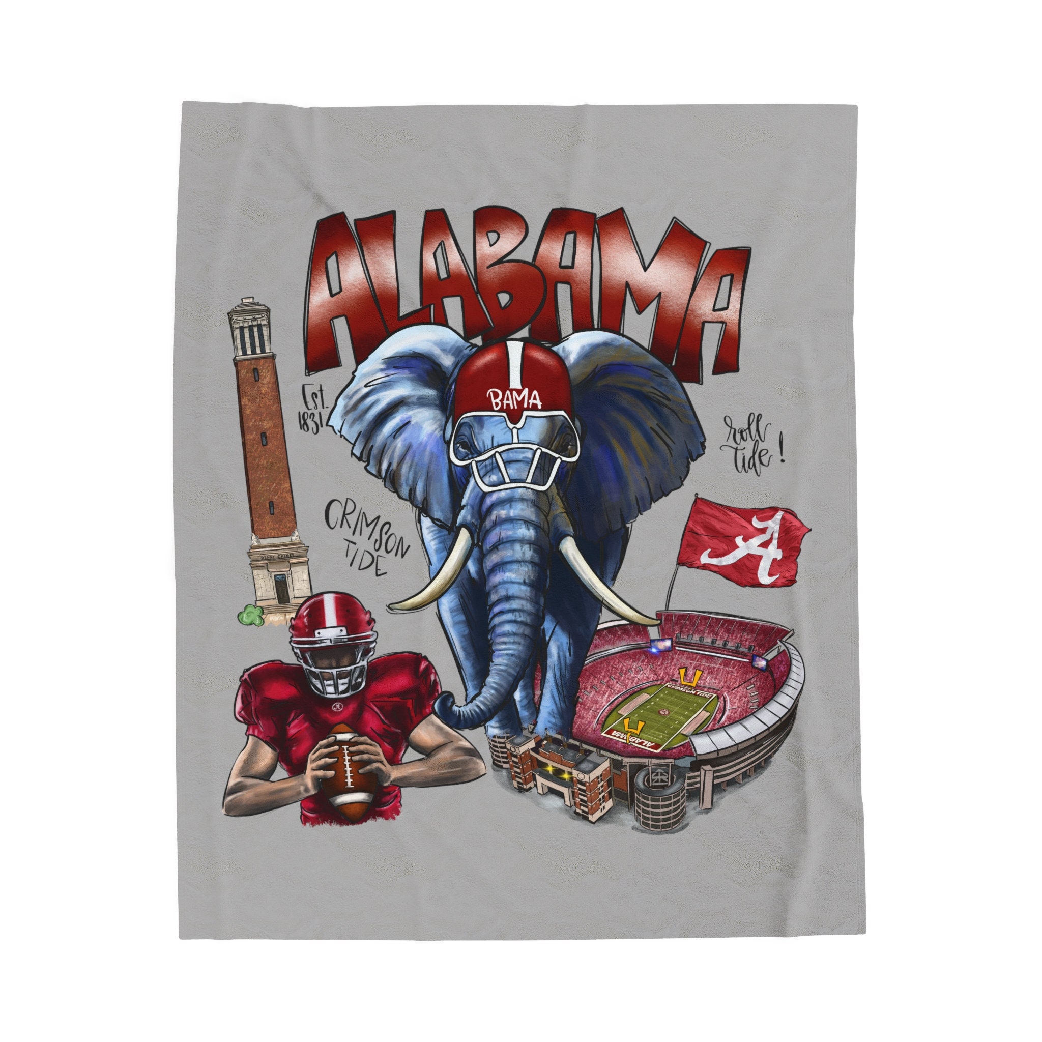University of Alabama Roll Tide Crimson Velveteen Plush Blanket - Etsy