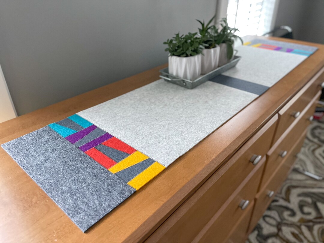 Multi-color Modern Hand-cut 100% Merino Wool Felt Table or Dresser ...