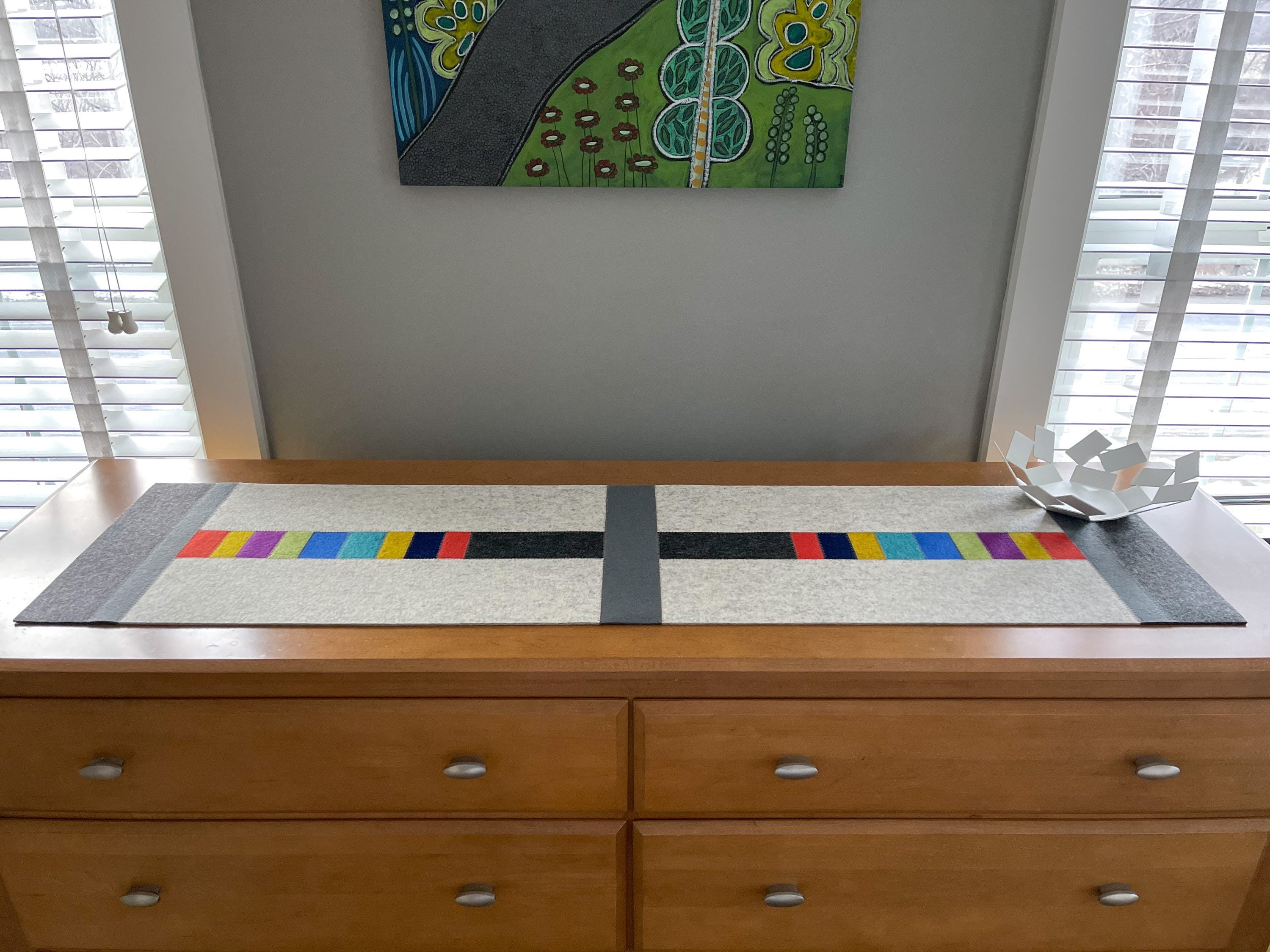 Fiesta Stripe Modern Hand-cut 100% Merino Wool Felt Table or | Etsy