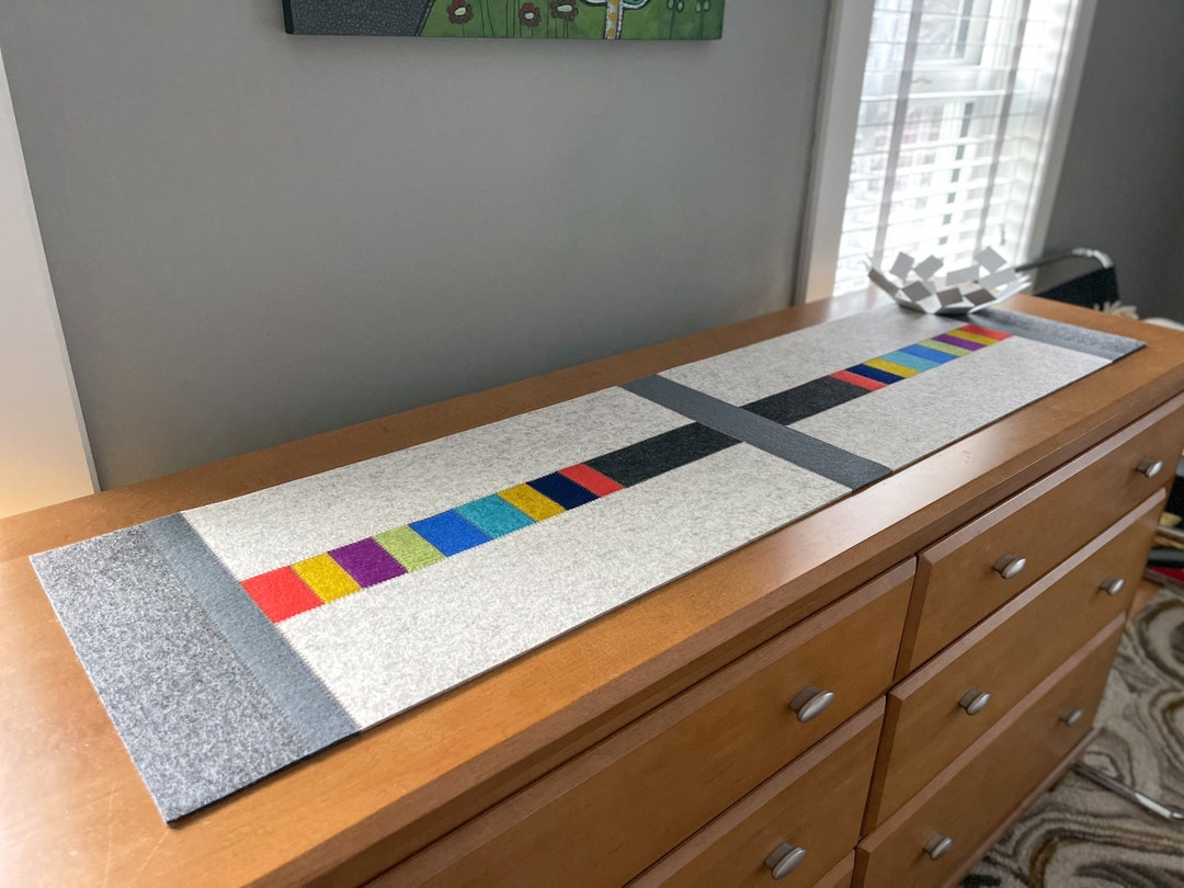 Fiesta Stripe Modern Hand-cut 100% Merino Wool Felt Table or Dresser ...