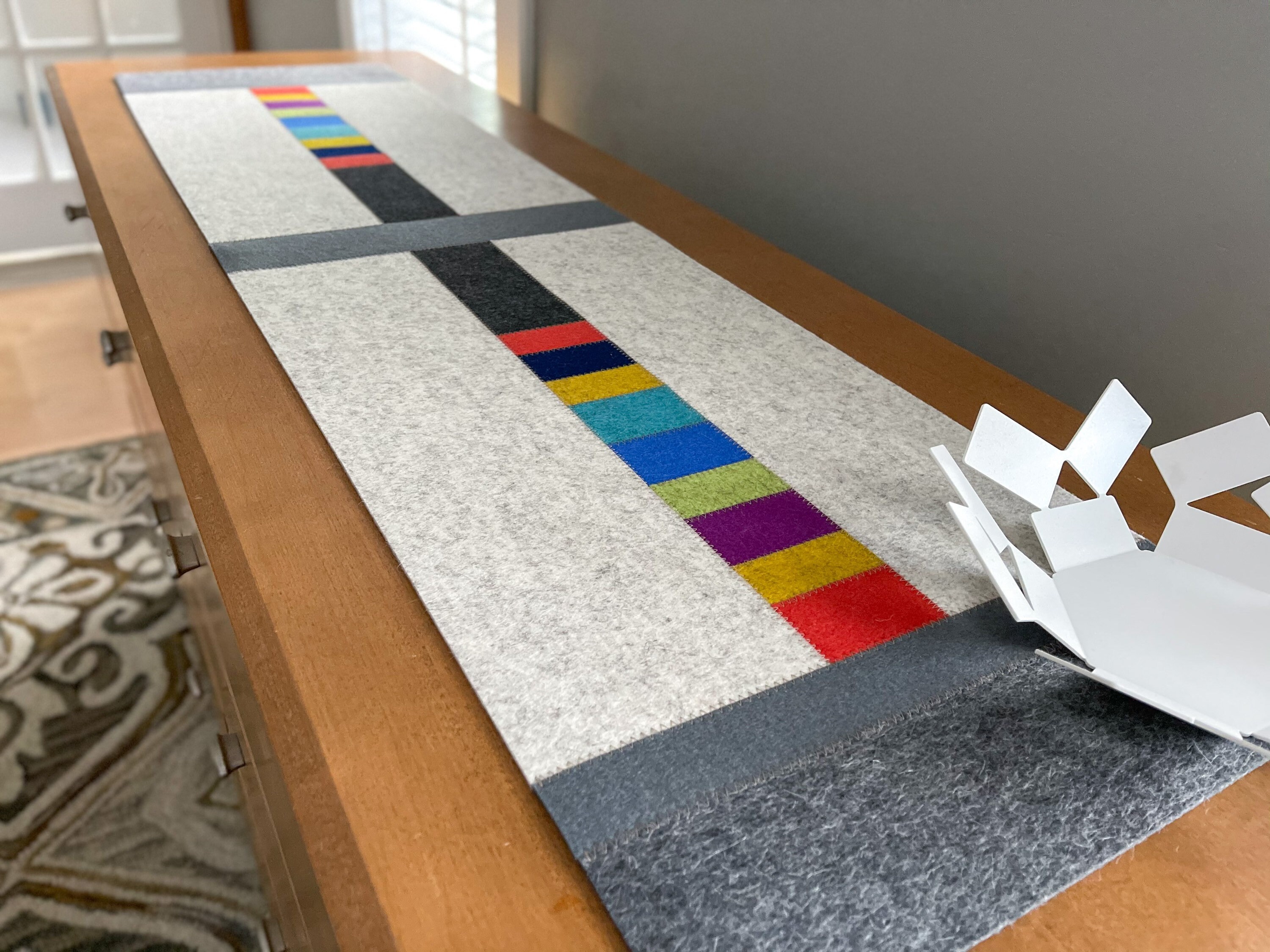 Fiesta Stripe Modern Hand-cut 100% Merino Wool Felt Table or | Etsy